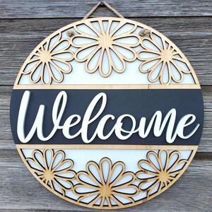 3D Layered Welcome Door Hanger Daisy Front Door Decor Door Wreath - Etsy