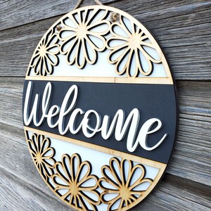 3D Layered Welcome Door Hanger Daisy Front Door Decor Door Wreath - Etsy