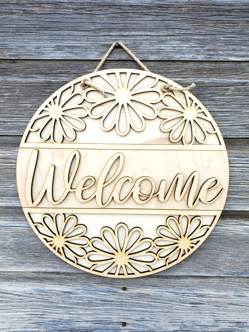 DIY 3D Layered Welcome Door Hanger Craft Kit Daisy Front Door Decor ...