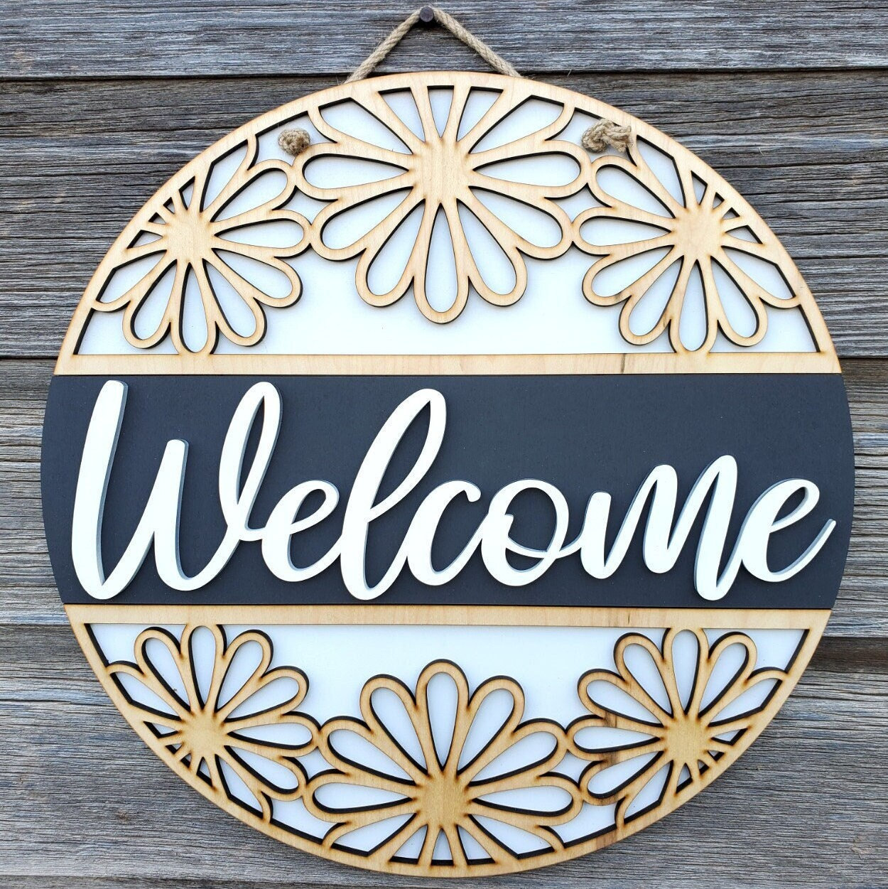 3D Layered Welcome Door Hanger Daisy Front Door Decor Door Wreath - Etsy