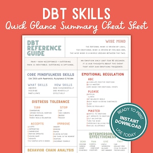 DBT Skills Printable Cheat Sheet Dialectical Behavior Therapy Skills ...