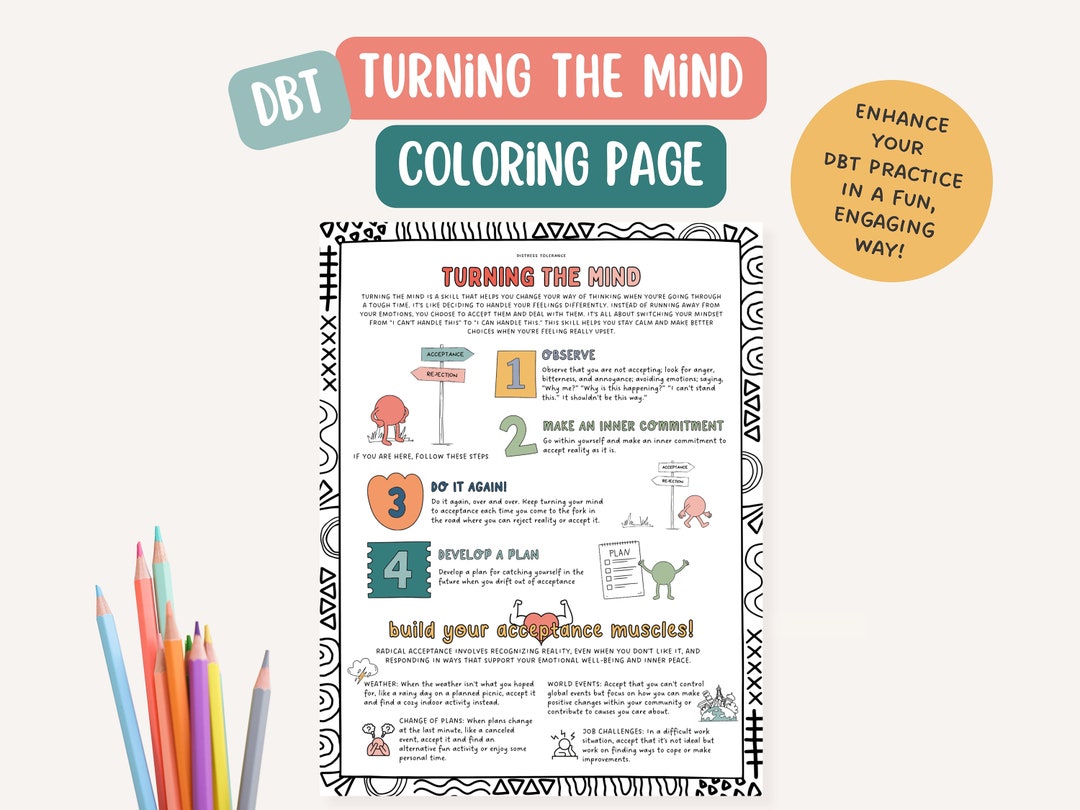 DBT Turning the Mind, Therapist Office, Mental Health Coloring Page ...