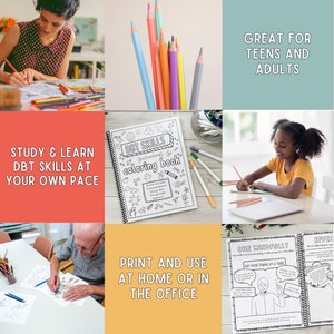 DBT Skills Coloring Book Dialectical Behavior Therapy Worksheet Bundle ...