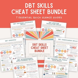 DBT Skills Cheat Sheet Bundle Coping Skills Overview Self Help Mental ...