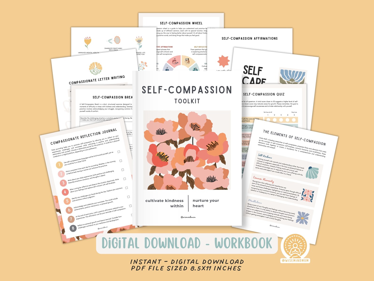 Self Compassion Workbook | Digital Printable | Self Care Journal ...