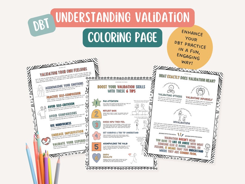 DBT Validation Skills, Therapist Office, Mental Health Coloring Page ...