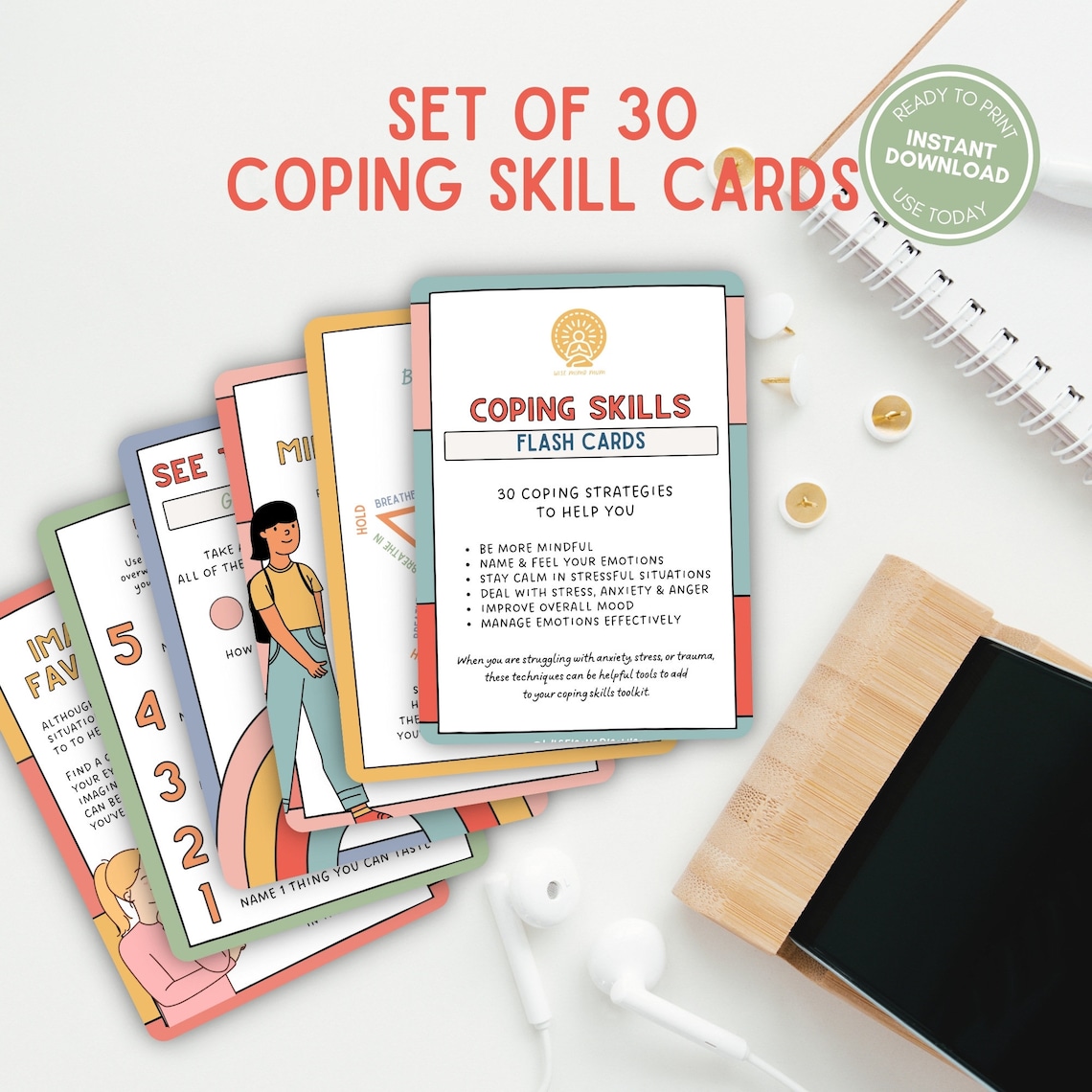 Coping Strategies Skills Card Kids Anxiety Trigger Calm Down Corner ...