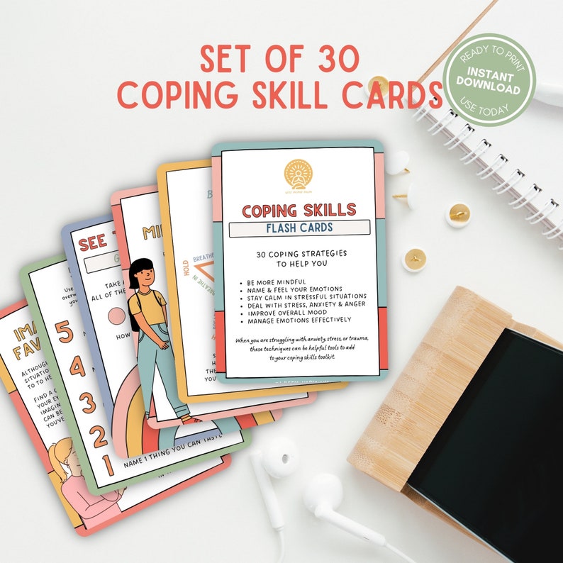 Coping Strategies Skills Card Kids Anxiety Trigger Calm Down Corner ...