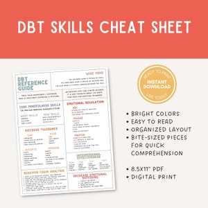 DBT Skills Cheat Sheet Dialectical Behavior Therapy BPD Resources ...