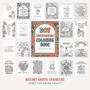 DBT Therapy Positive Affirmation Coloring Book - Printable Digital ...