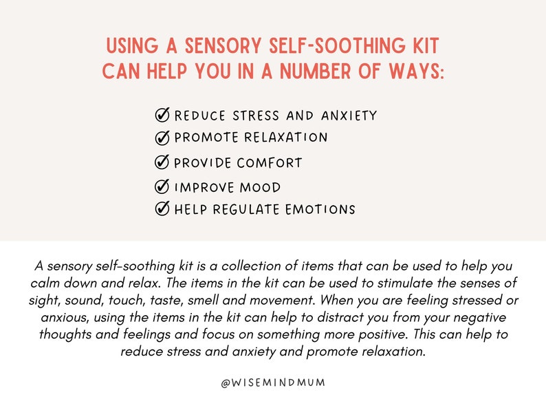 DIY Sensory Self-soothing Kit Emotional Regulation Calming - Etsy
