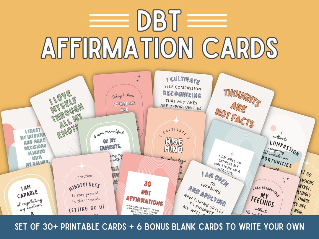 DBT Affirmations, Mindfulness Cards, CBT Therapy, Mental Health ...