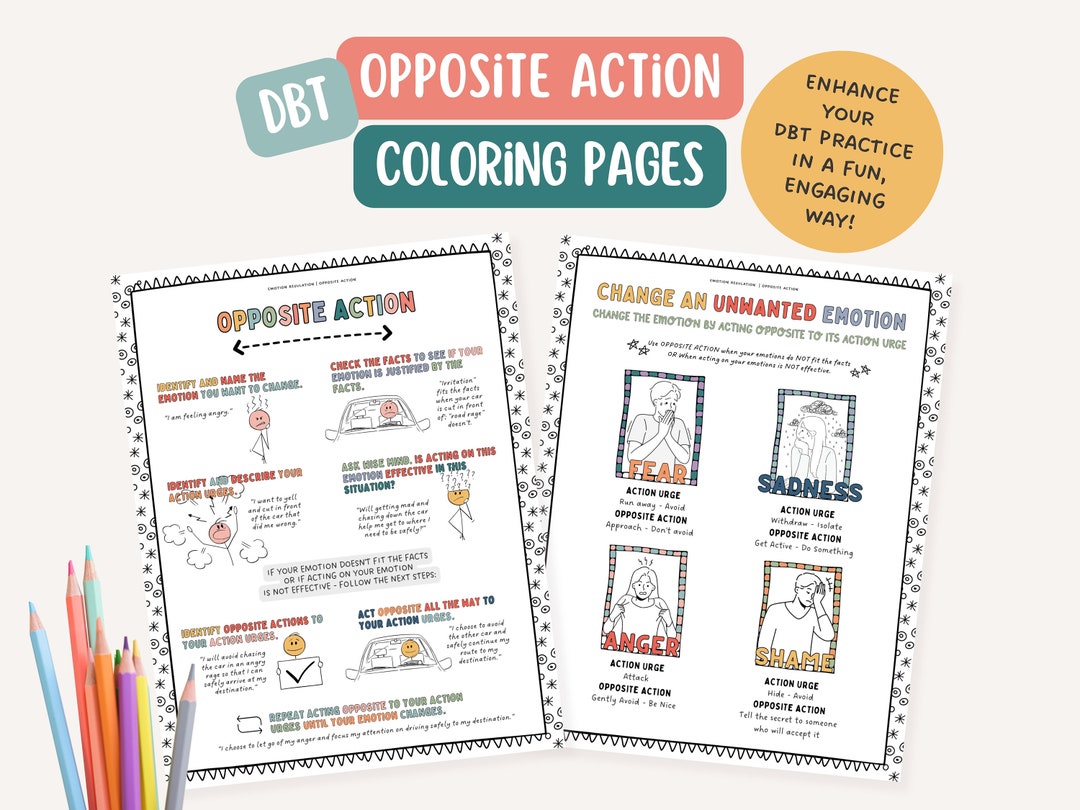 DBT Opposite Action, Therapist Office, Mental Health Coloring Page, BPD ...