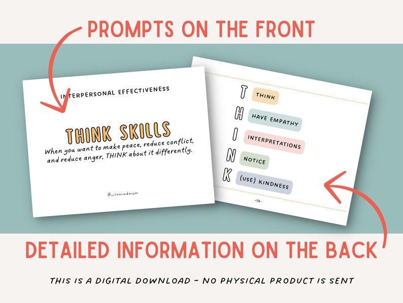 DBT Skills Flashcards Memorization Deck Coping Skills Mental Health ...