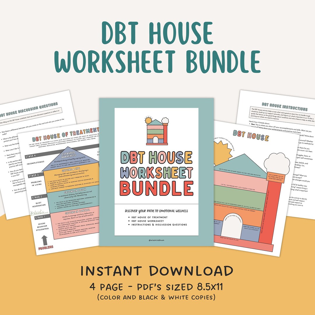 DBT House Worksheet Bundle Therapy Tools DBT Journal Workbook CBT Teen ...