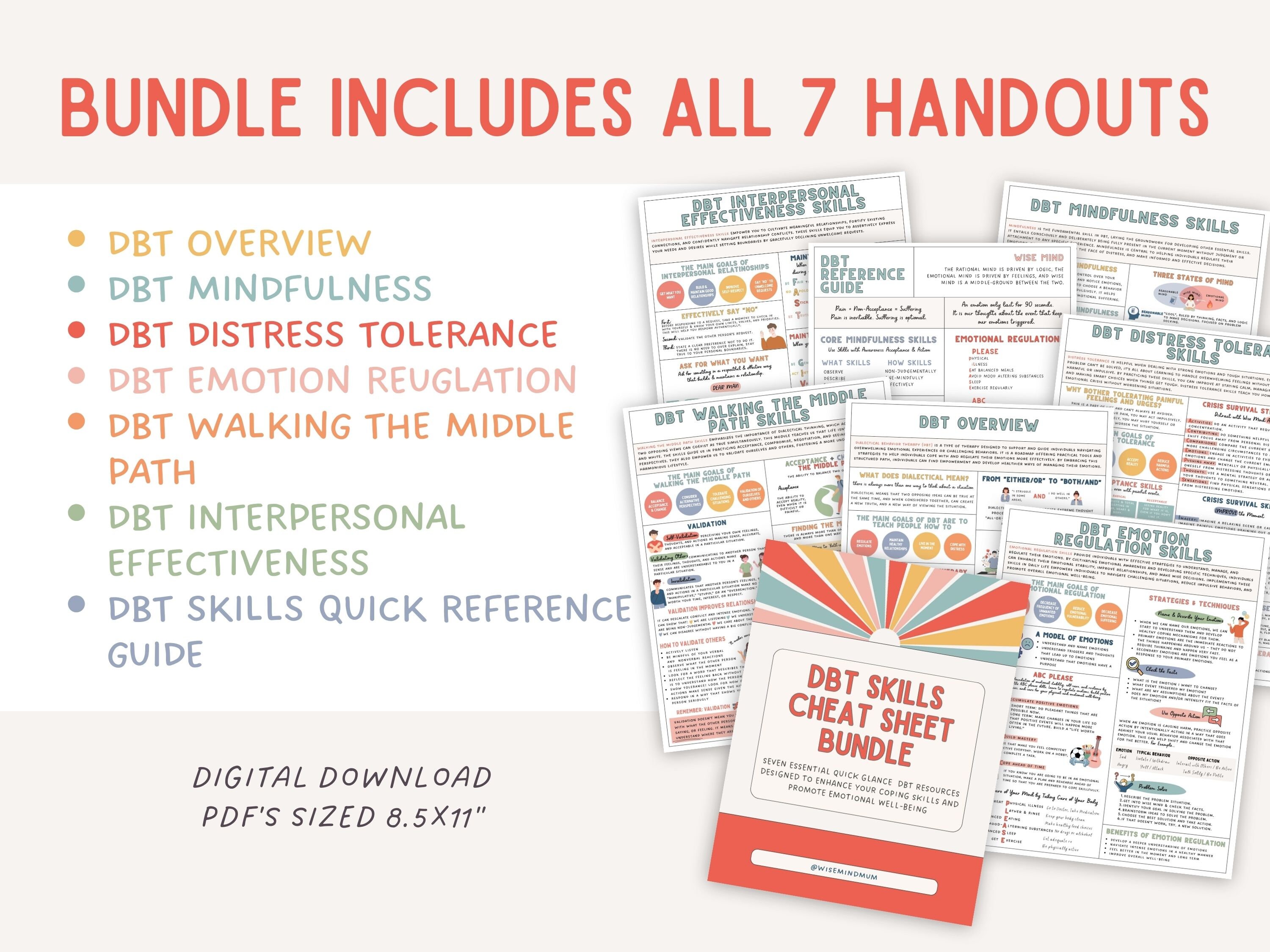 DBT Skills Cheat Sheet Bundle Coping Skills Overview Self Help - Etsy ...
