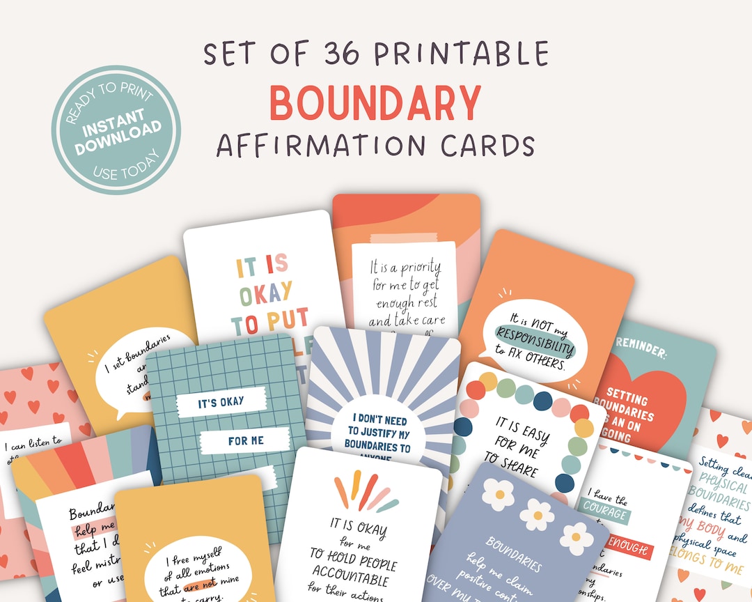 Personal Boundaries Flash Cards Printable Affirmation Deck Self Help ...