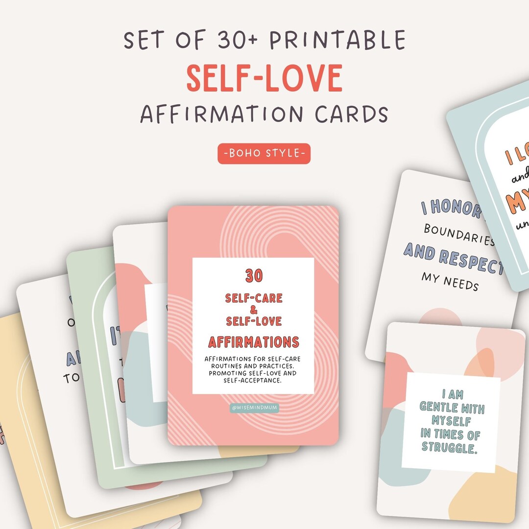 Self-care Self-love Flash Cards Printable Affirmation Deck Self ...