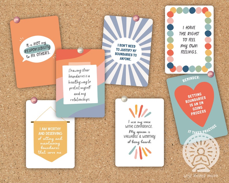 Personal Boundaries Flash Cards Printable Affirmation Deck Self Help ...