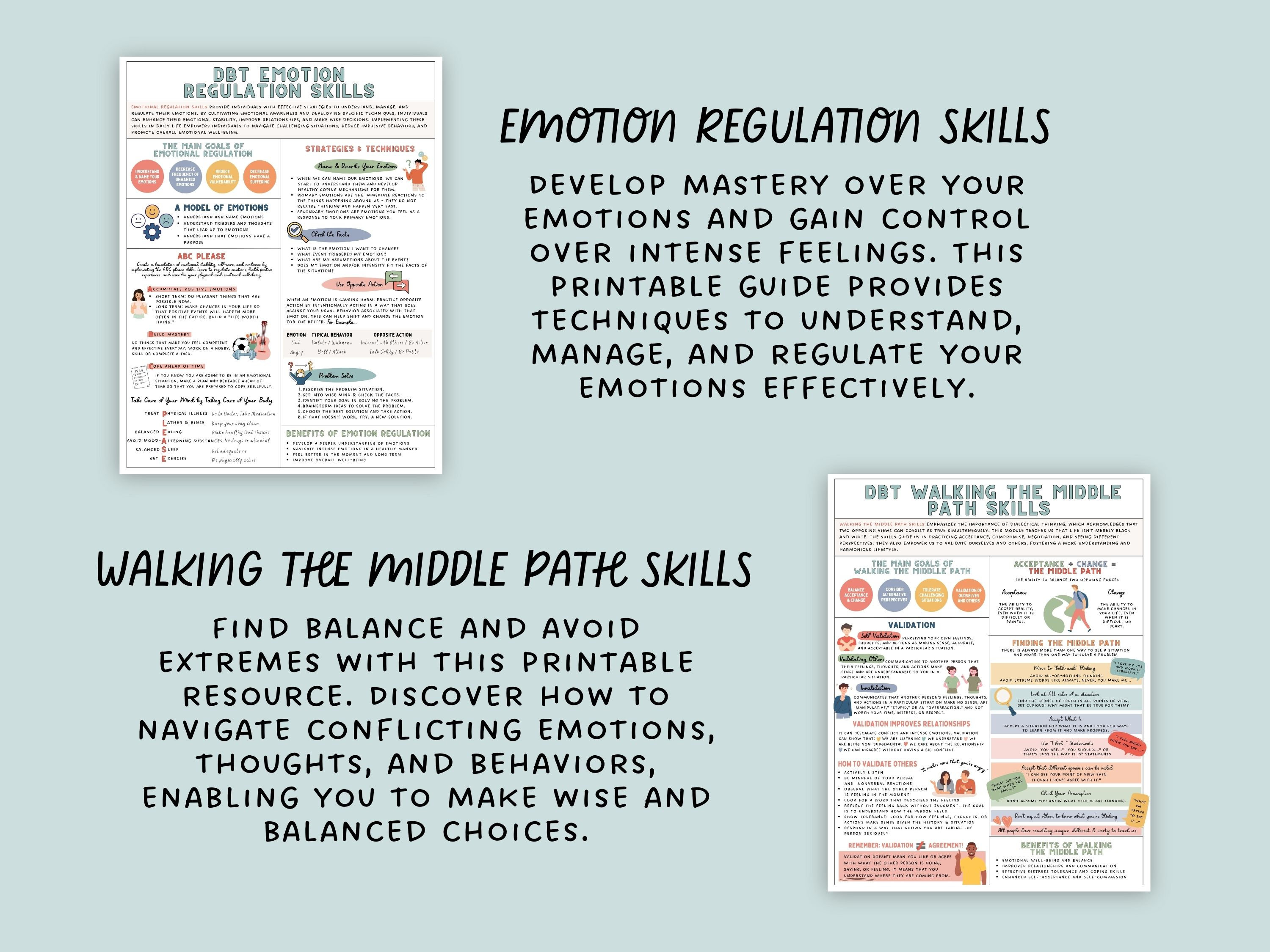 DBT Skills Cheat Sheet Bundle Coping Skills Overview Self Help - Etsy ...