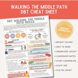 DBT Walking the Middle Path Coping Skills Printable Adolescent DBT ...