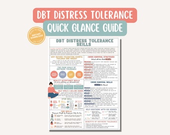 DBT Skills Cheat Sheet Bundle Coping Skills Overview Self Help Mental ...