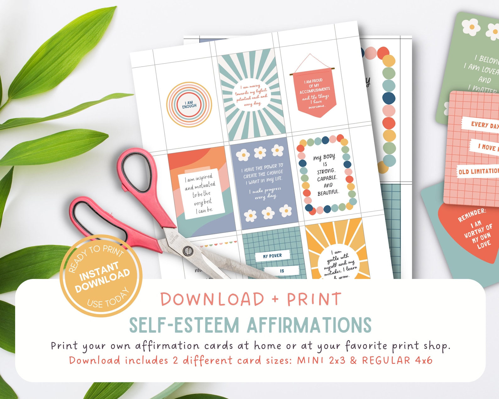 Self Esteem Flash Cards Printable Affirmation Deck Self Confidence ...