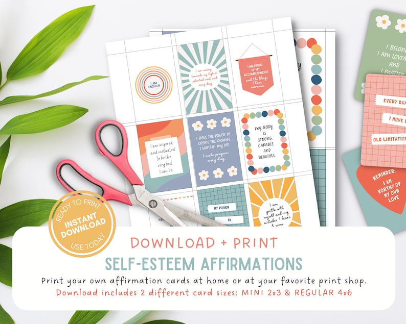 Self Esteem Flash Cards Printable Affirmation Deck Self Confidence ...