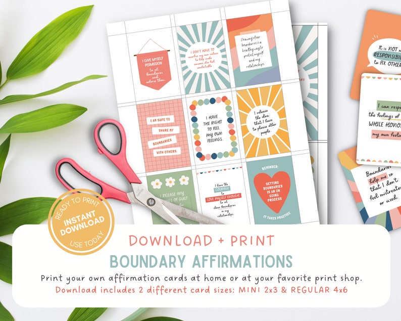 Personal Boundaries Flash Cards Printable Affirmation Deck Self Help Statements Healthy ...