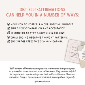 DBT Affirmations Flash Cards Printable Affirmation Deck Daily Positive ...