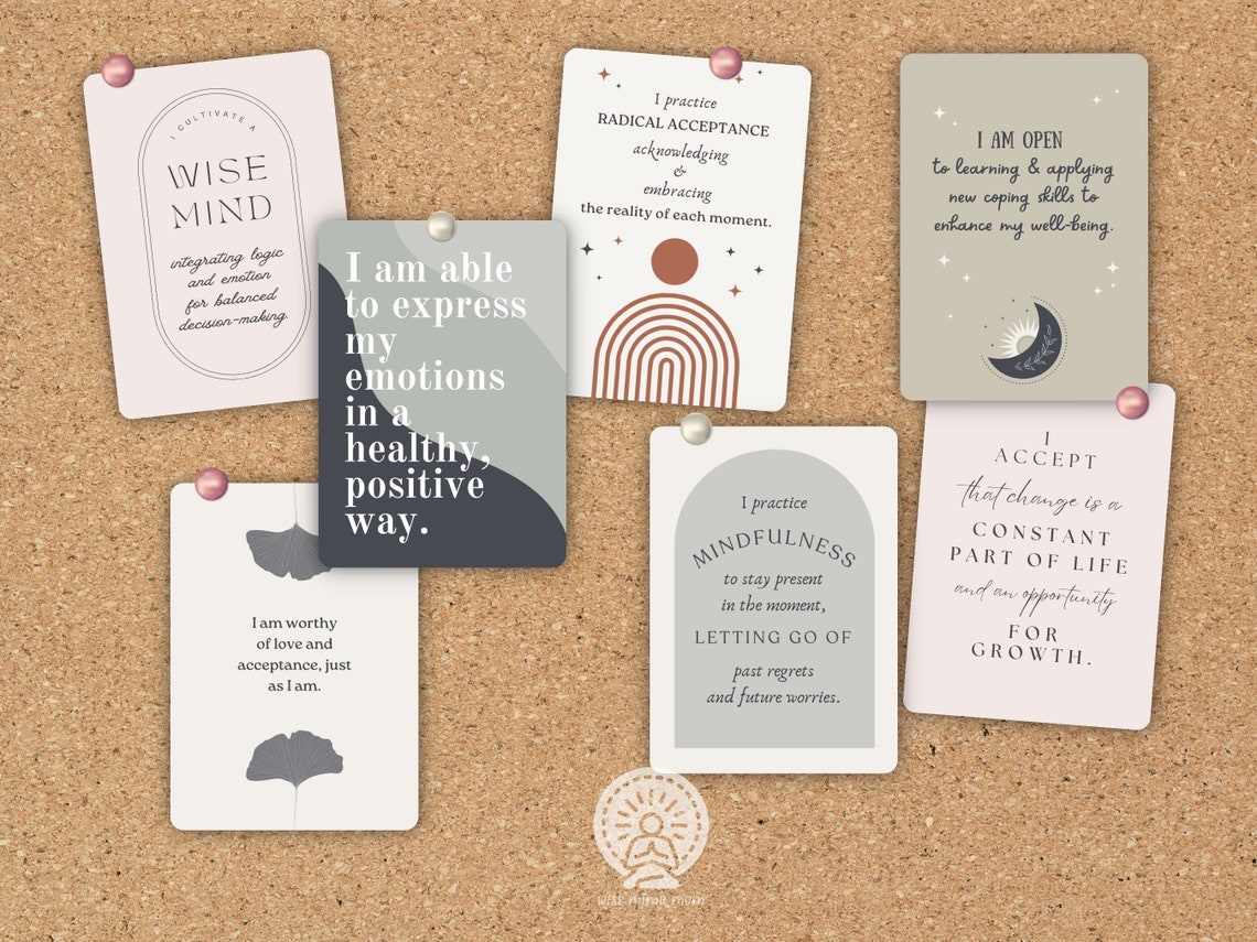 DBT Affirmations Flash Cards Printable Affirmation Deck Daily Positive ...