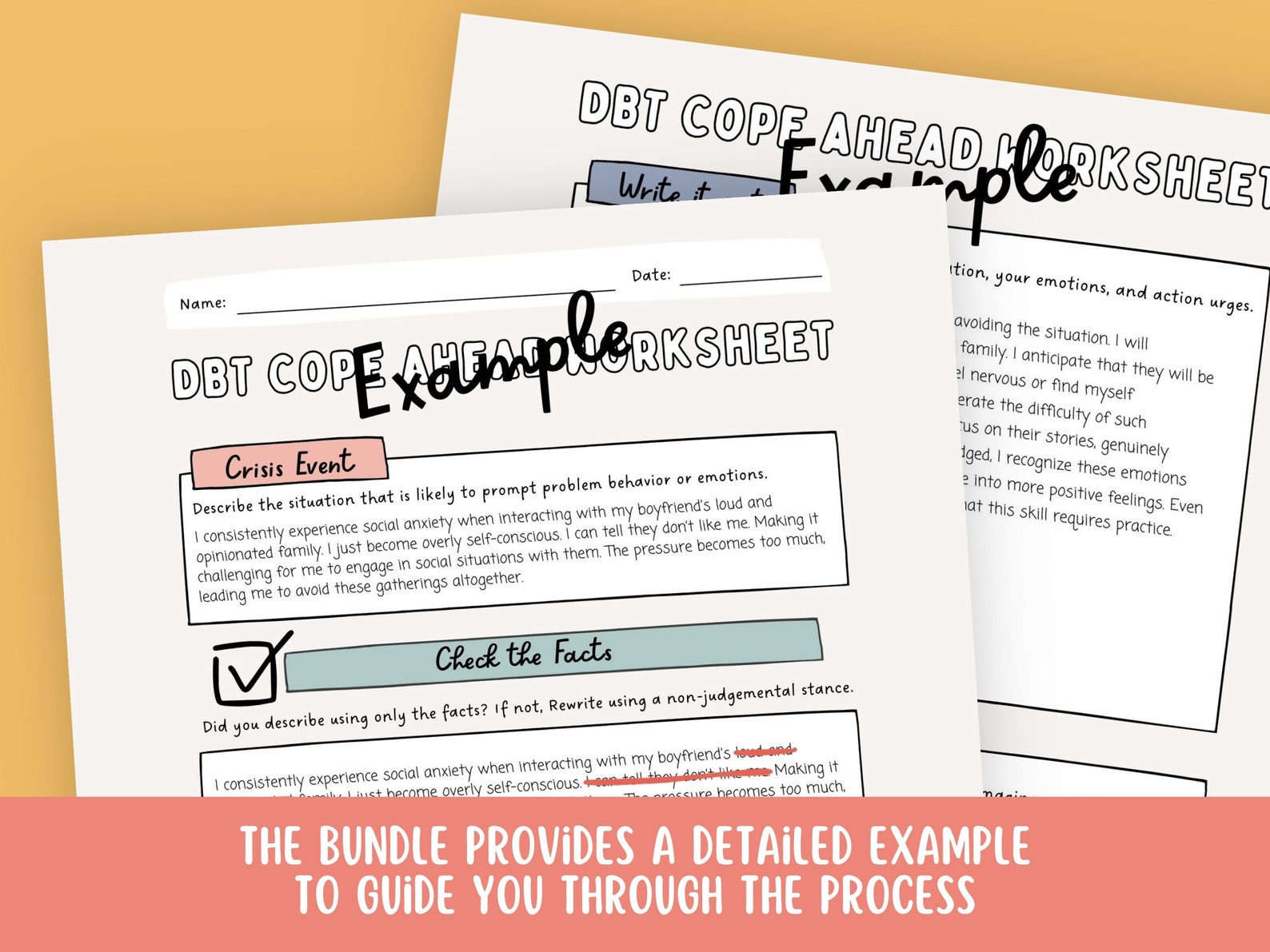DBT Cope Ahead Skill Worksheet Bundle Instant Download Emotional ...