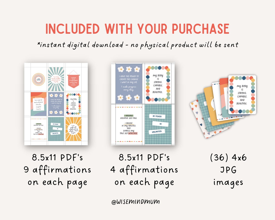 Self Esteem Flash Cards Printable Affirmation Deck Self Confidence ...