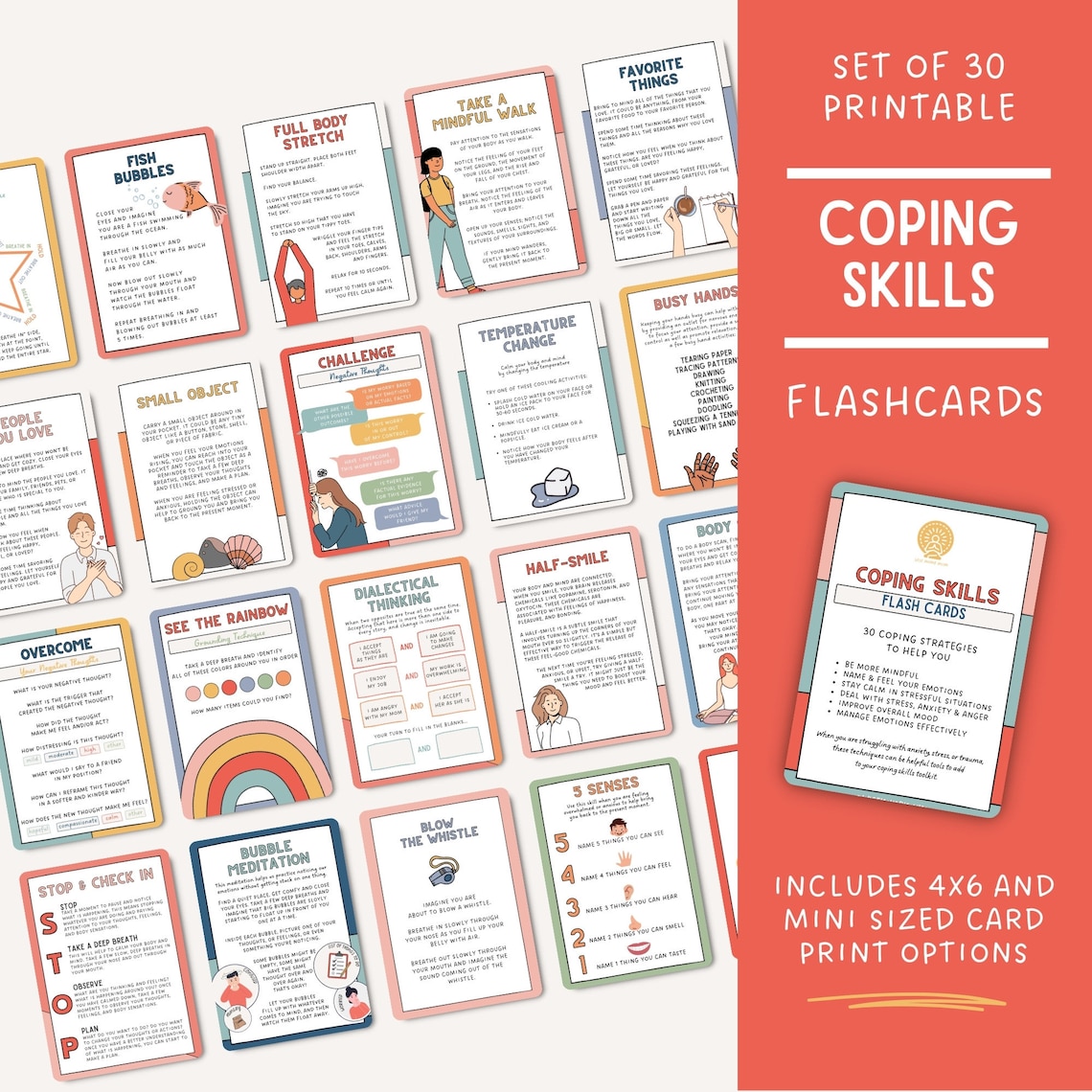 Coping Strategies Skills Card Kids Anxiety Trigger Calm Down Corner ...