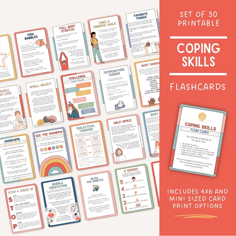Coping Strategies Skills Card Kids Anxiety Trigger Calm Down Corner ...