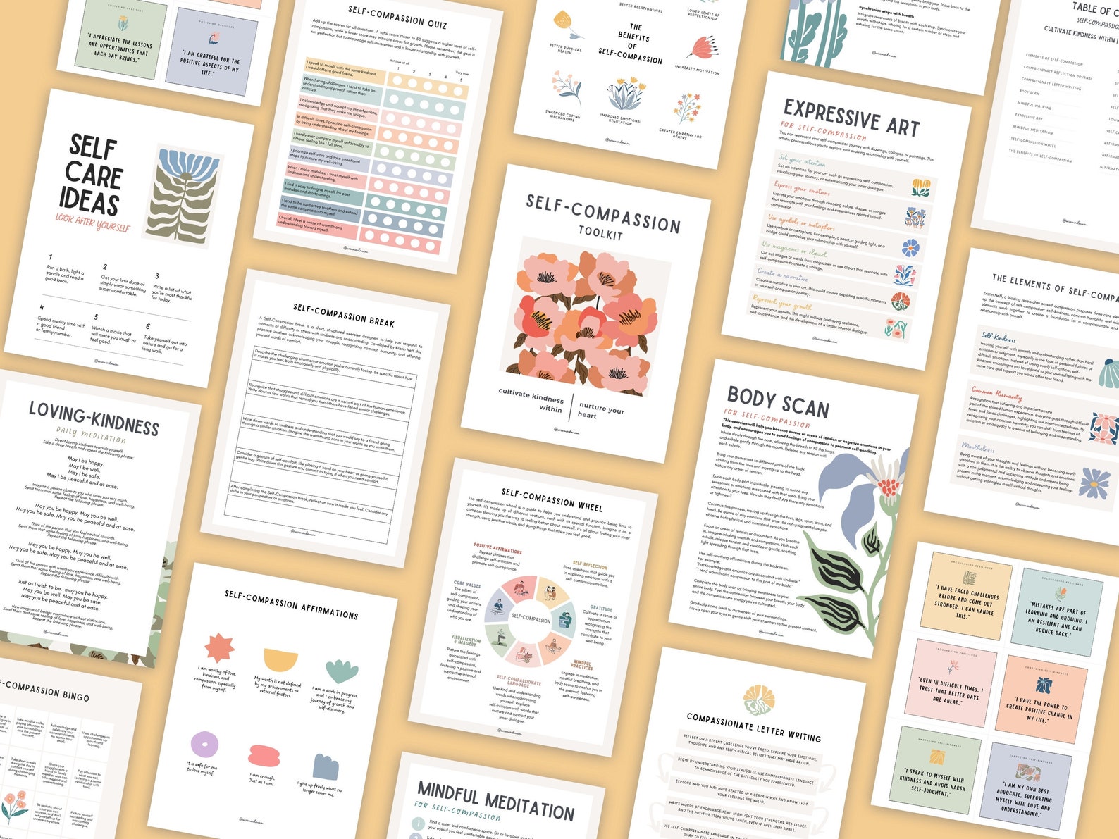 Self Compassion Workbook | Digital Printable | Self Care Journal ...