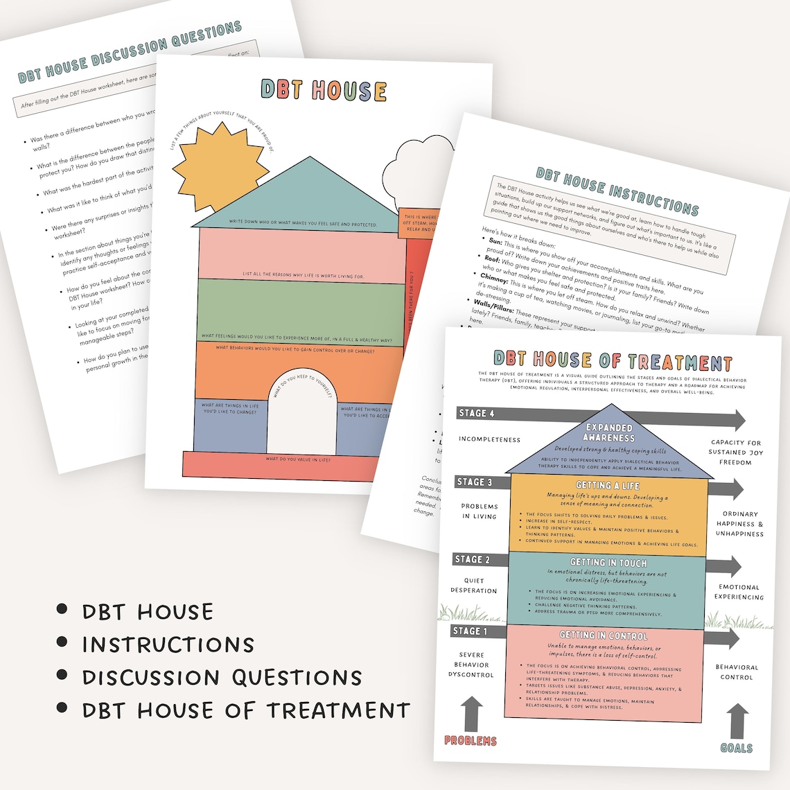 DBT House Worksheet Bundle Therapy Tools DBT Journal Workbook CBT Teen ...