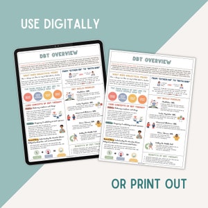 DBT Cheat Sheet DBT Skills Overview Therapy Worksheet Mental Health ...