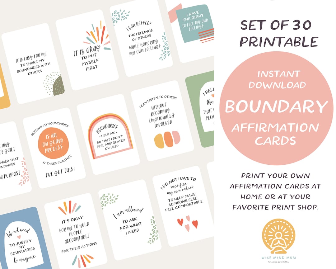 Boundary Affirmation Cards Personal Growth Digital Download Printable ...