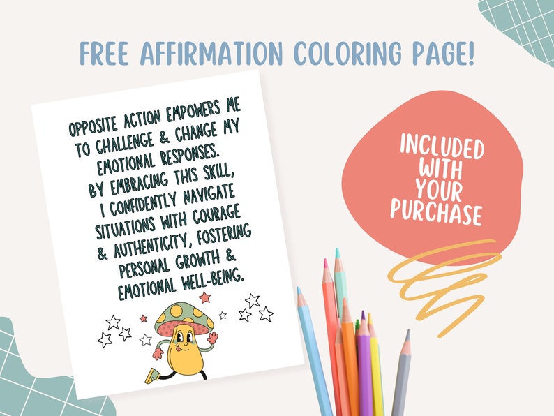 DBT Opposite Action, Therapist Office, Mental Health Coloring Page, BPD ...