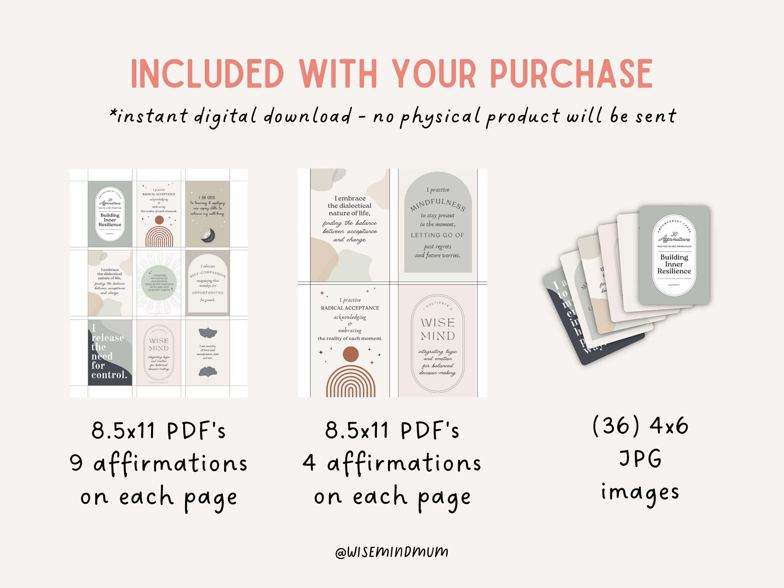 DBT Affirmations Flash Cards Printable Affirmation Deck Daily Positive ...