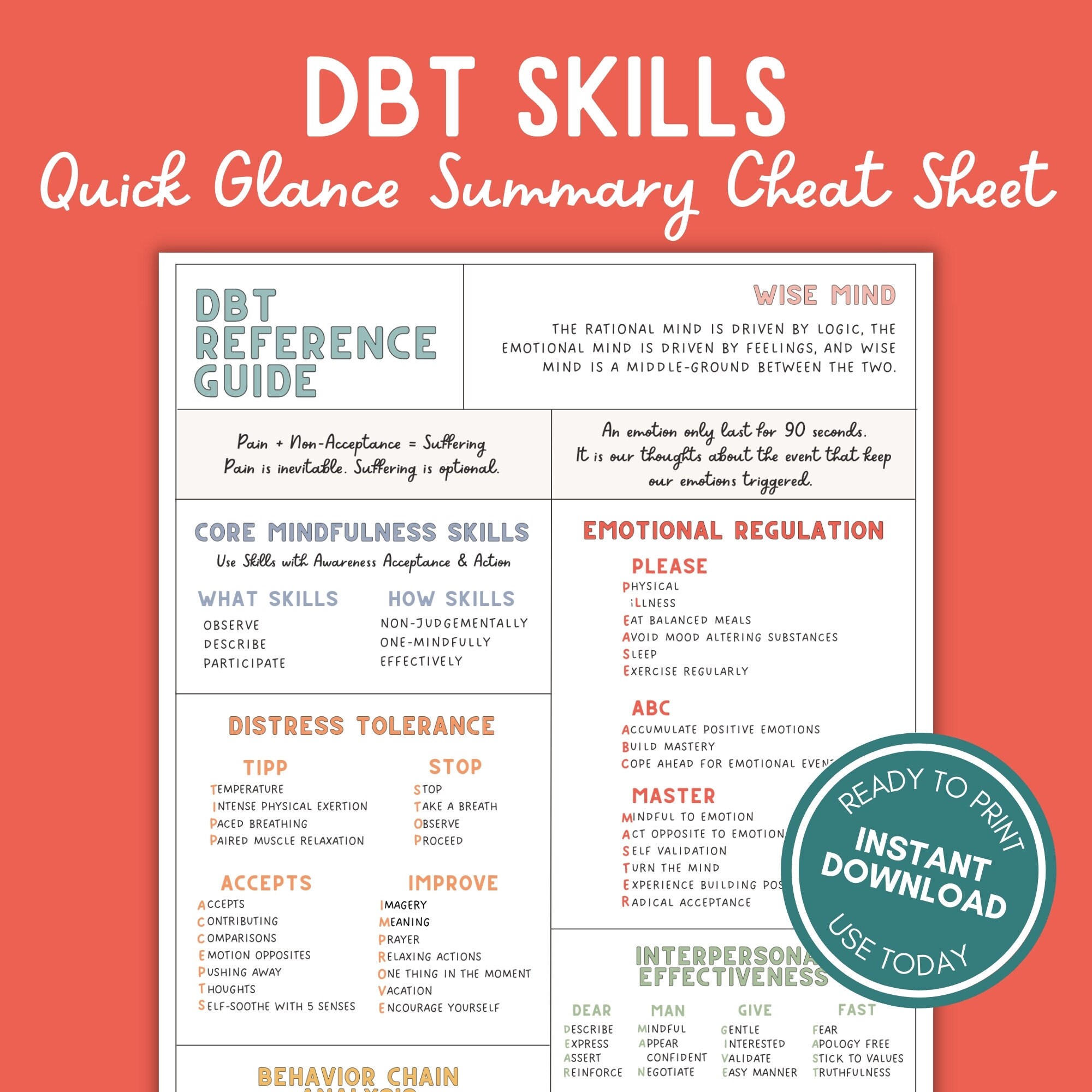 DBT Skills Cheat Sheet Dialectical Behavior Therapy BPD Resources ... DBT Skills Cheat Sheet Dialectical Behavior Therapy BPD Resources ...