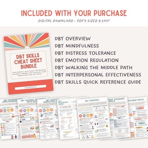 DBT Skills Cheat Sheet Bundle Coping Skills Overview Self Help Mental ...