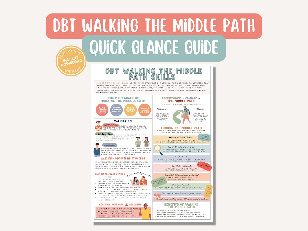 DBT Walking the Middle Path Coping Skills Printable Adolescent DBT ... DBT Walking the Middle Path Coping Skills Printable Adolescent DBT ...