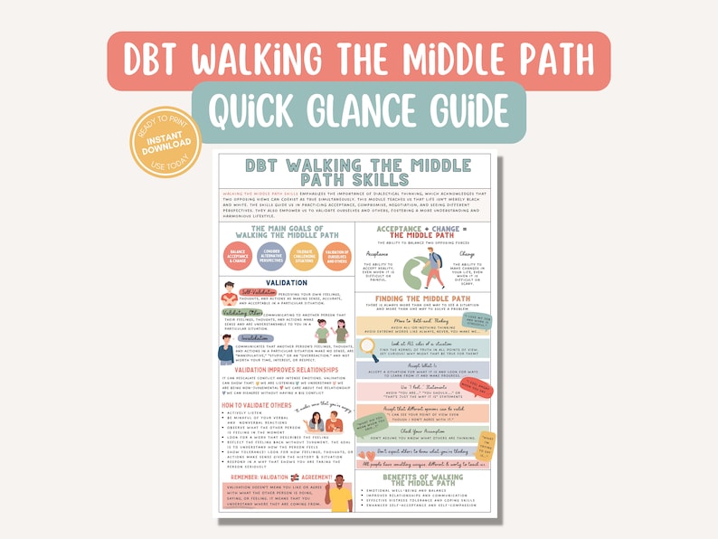 DBT Walking the Middle Path Coping Skills Printable Adolescent DBT ...