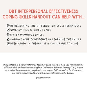 DBT Interpersonal Effectiveness Skills Cheat Sheet Coping Skills ...