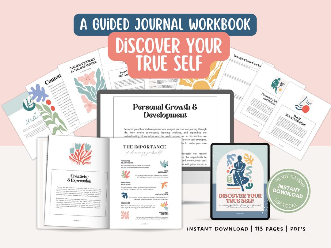 Self-discovery Workbook | Printable Guided Journal | Digital Download ...