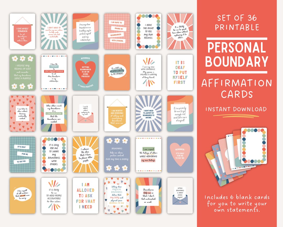 Personal Boundaries Flash Cards Printable Affirmation Deck - Etsy