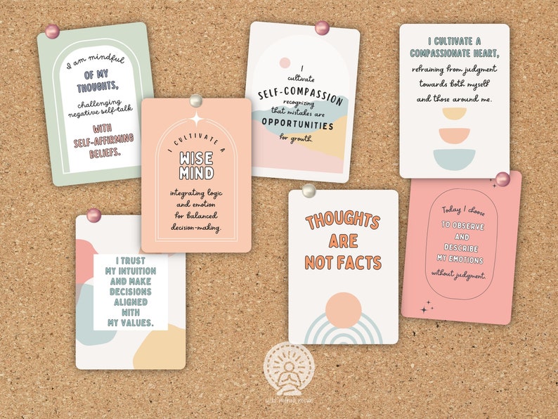 DBT Affirmations, Mindfulness Cards, CBT Therapy, Mental Health ...