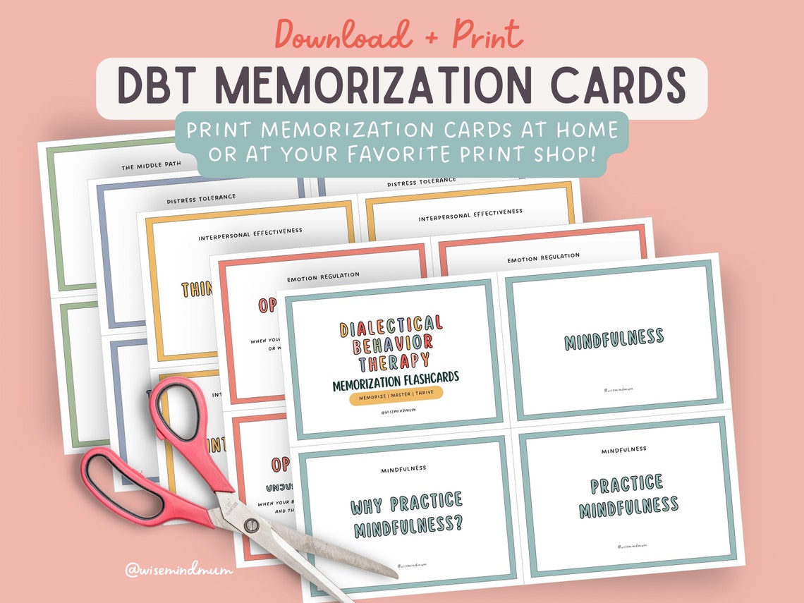 DBT Skills Flashcards Memorization Deck Coping Skills Mental Health ...